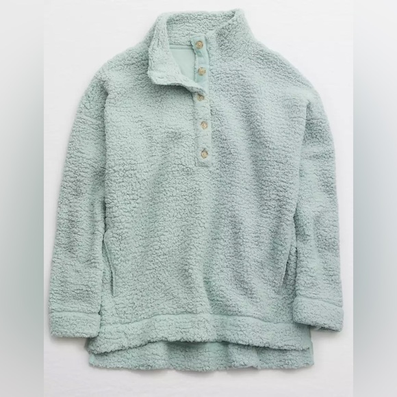 aerie | Tops | Aerie Cloud Sherpa Oversized Button Pullover | Poshmark